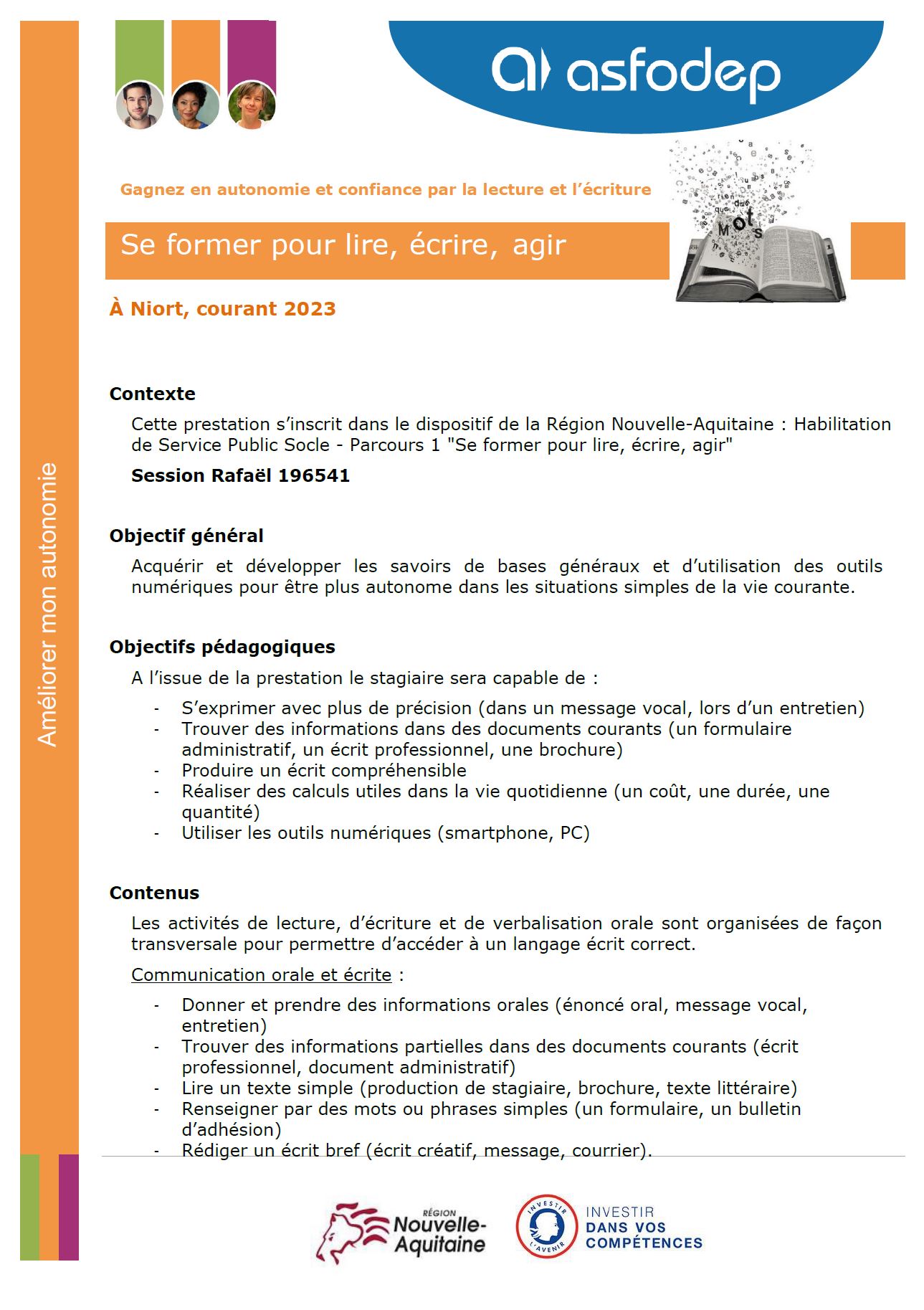 Réapprendre à lire, écrire, compter – Asfodep