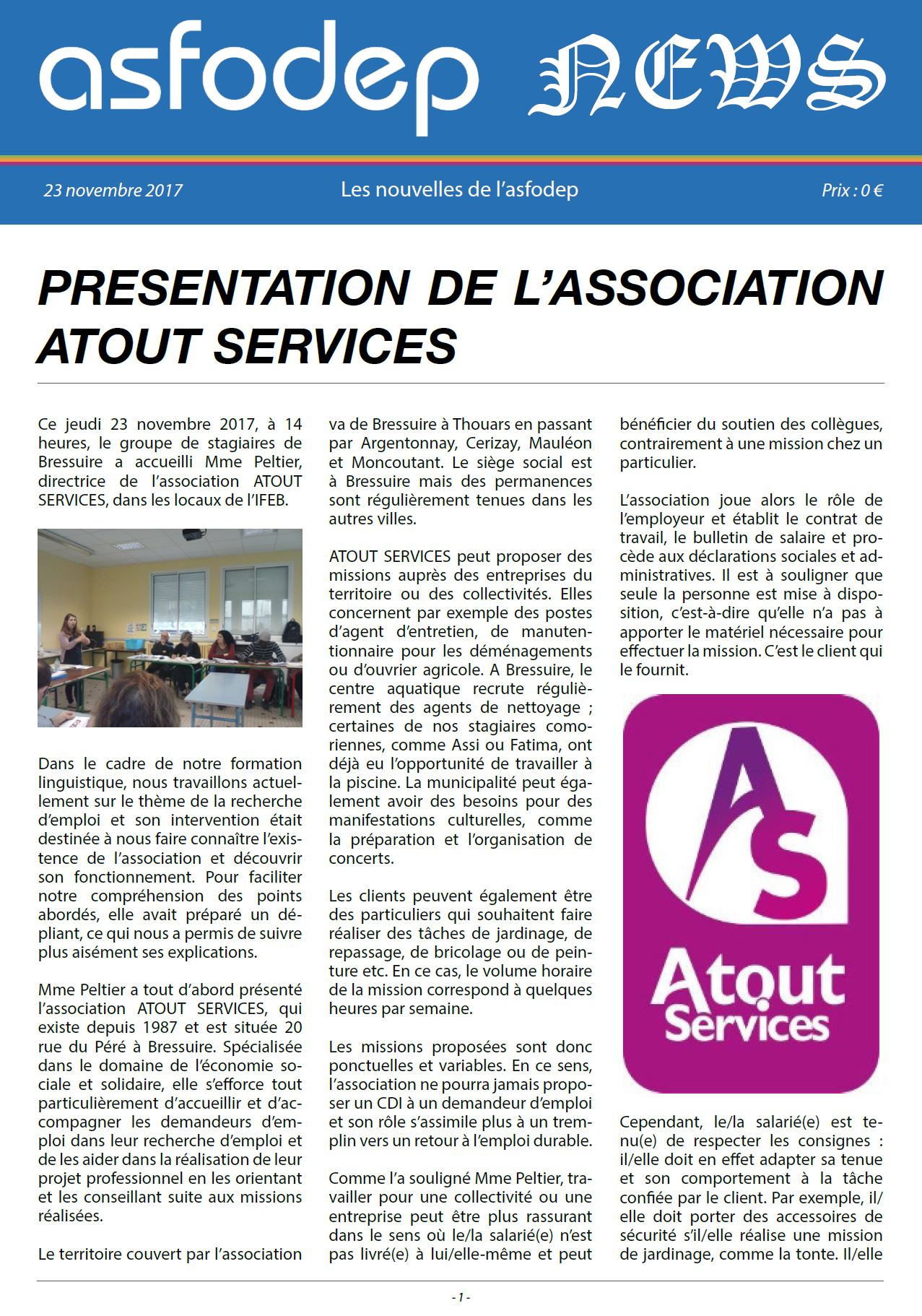 Les sorties asfodep : l’association Atout Services – Asfodep